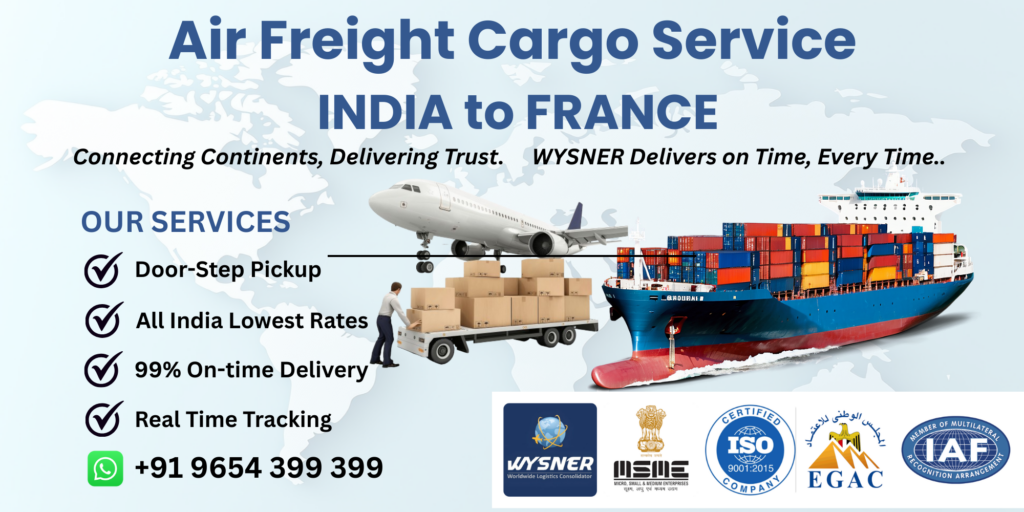Air Cargo Service from India to France | Door-to-Door Shipping Service
